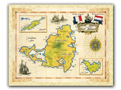 Saint Martin/Sint Maarten Map Poster | POSTER-ST MARTIN